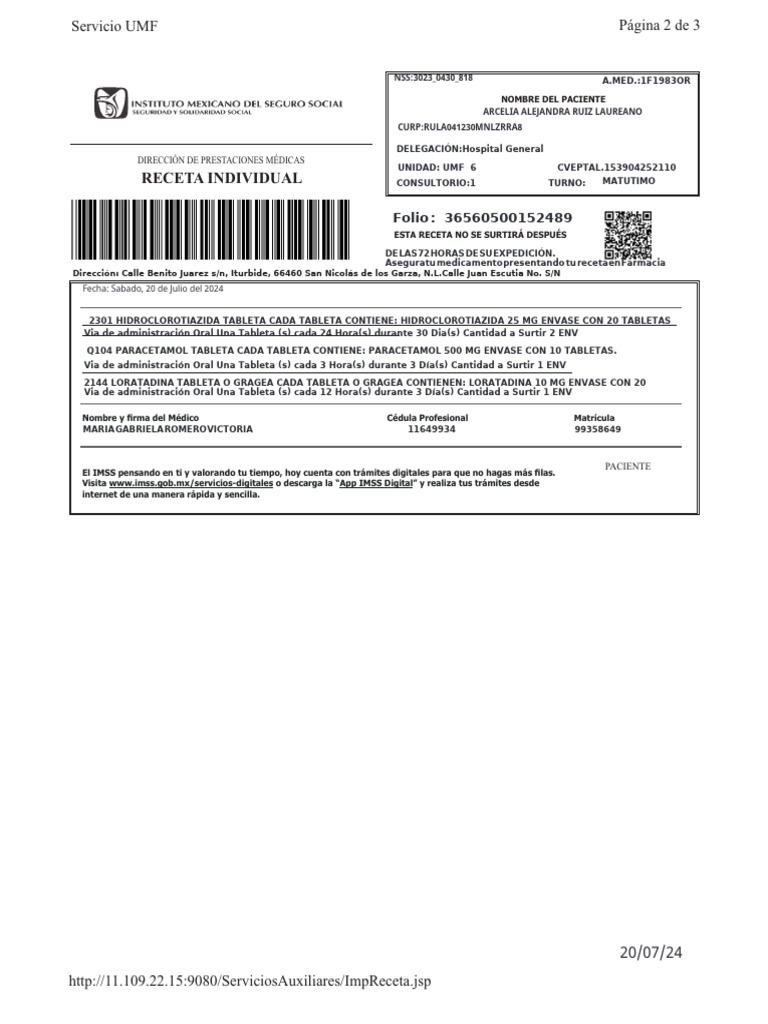 Receta IMSS 21 | PDF | Terapia | Tratamientos médicos