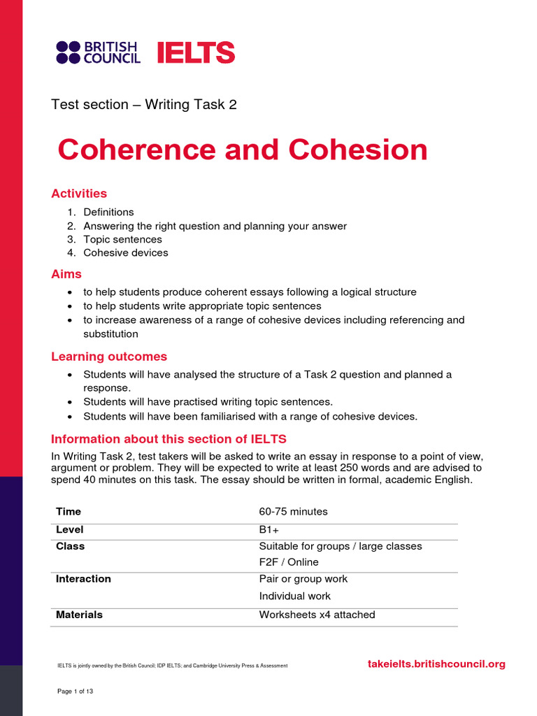 New Writing Task 2 Coherence and Cohesion | PDF | International English ...