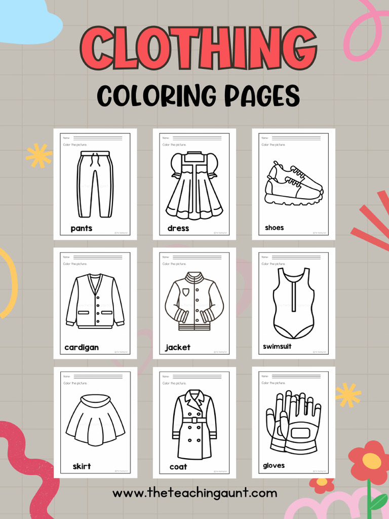 Clothing Coloring Pages A4 | PDF