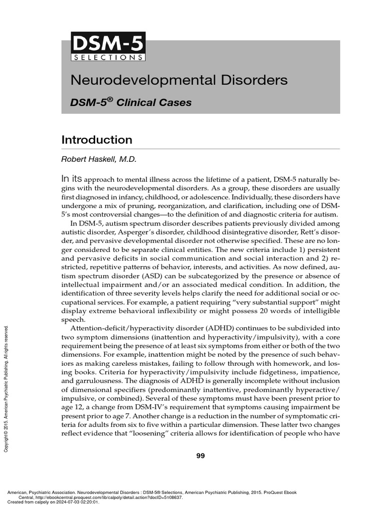 DSM 5 Clinical Cases - Neurodevelopmental Disorders | PDF | Autism Spectrum | Intellectual ...