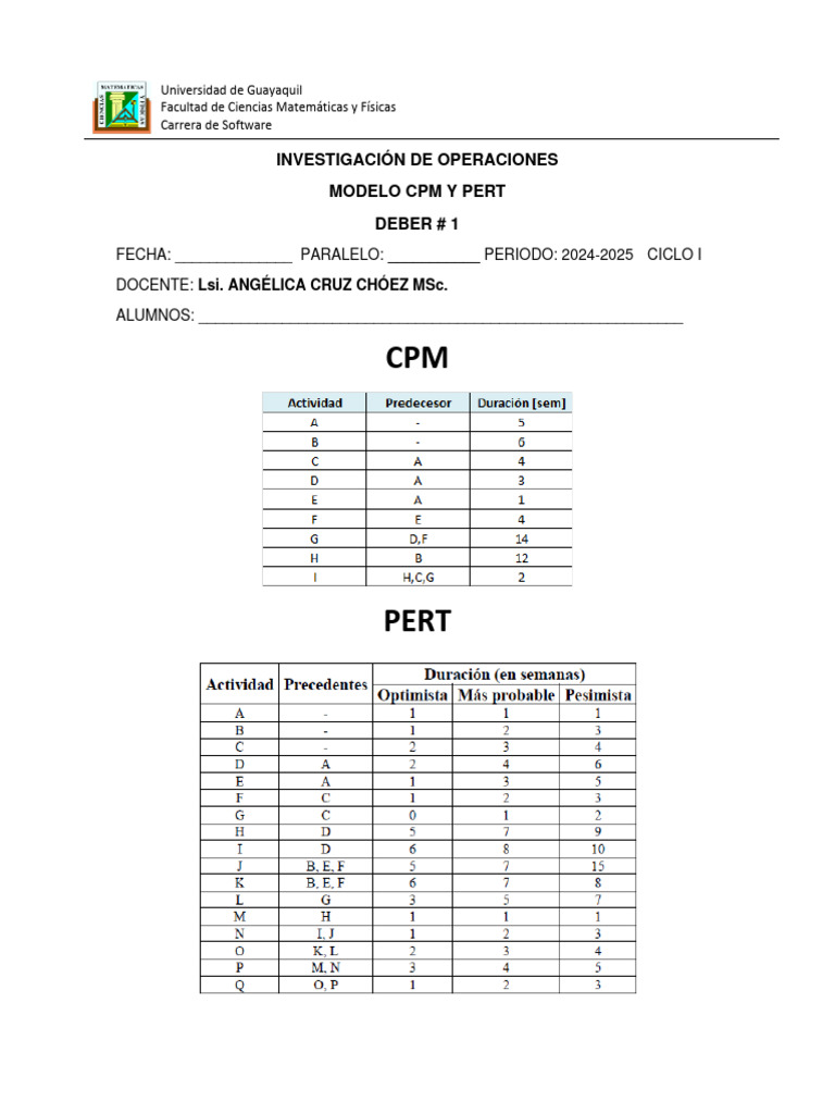 DEBER CPM y Pert | PDF