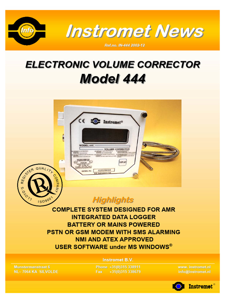 Instromet Volumn Corrector 444 | PDF | Modem | Electronics