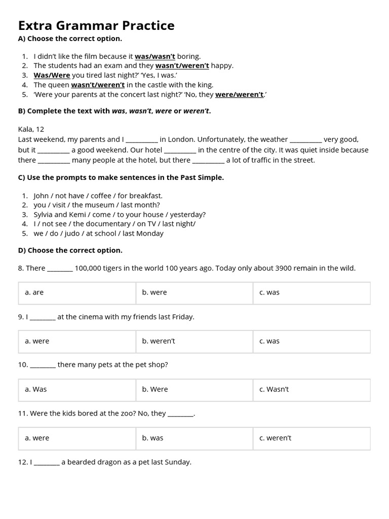 Grammar Exercises for Students | PDF