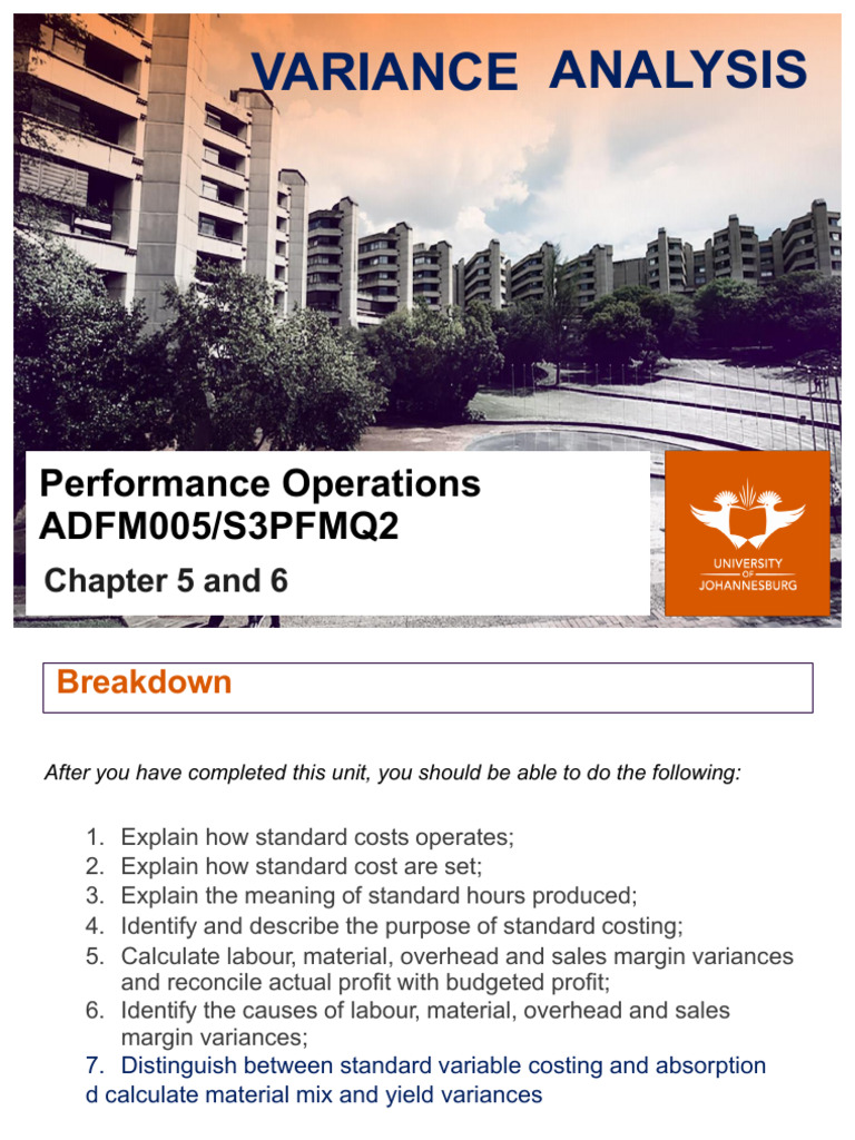 UNIT 1C - Variance Analysis Chapter 5 Part 1 | PDF | Cost | Profit (Economics)