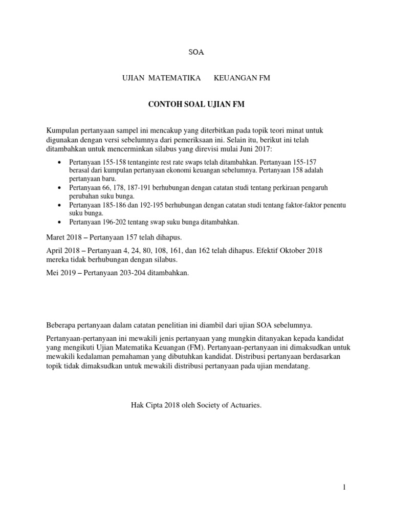 Contoh Soal Ujian A10 SOA | PDF