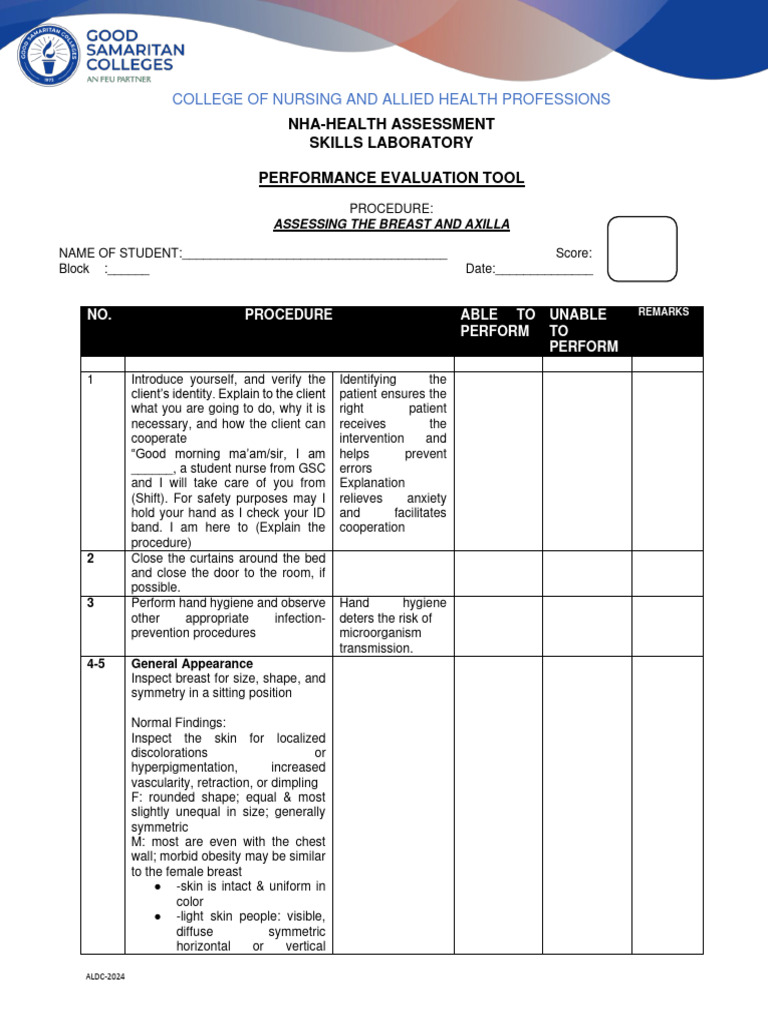 Assessing Breast and Axilla | PDF | Breast | Health Care