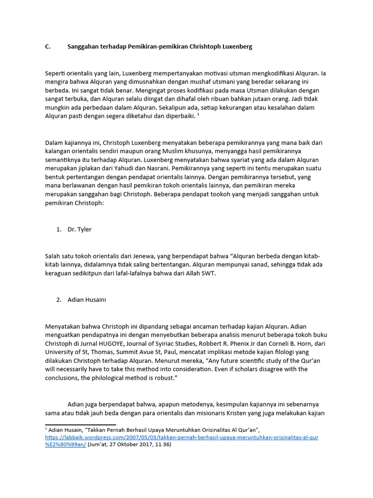 Sanggahan Terhadap Pemikiran Luxenberg | PDF