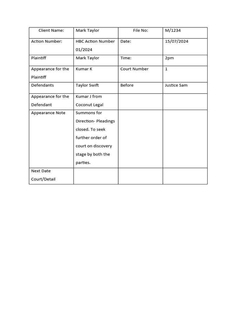 Court Appearance Form | PDF | Law