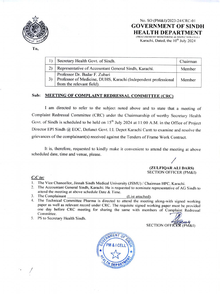 CRC Meeting Letter (15!07!2024) | PDF