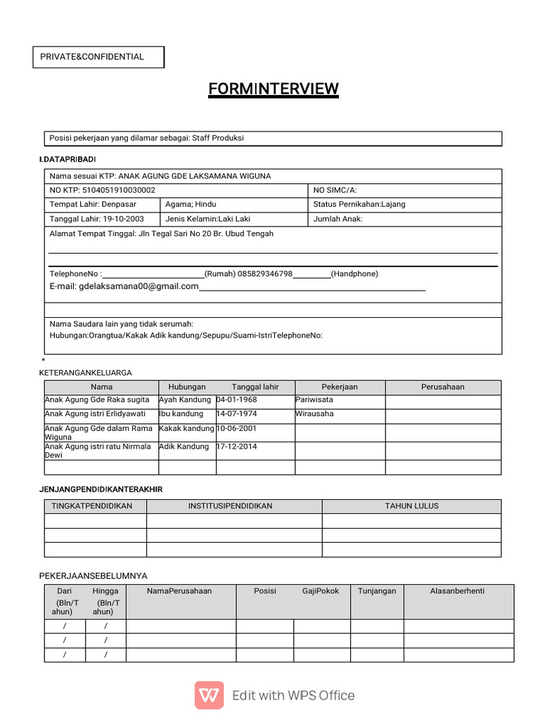 Form Interview | PDF