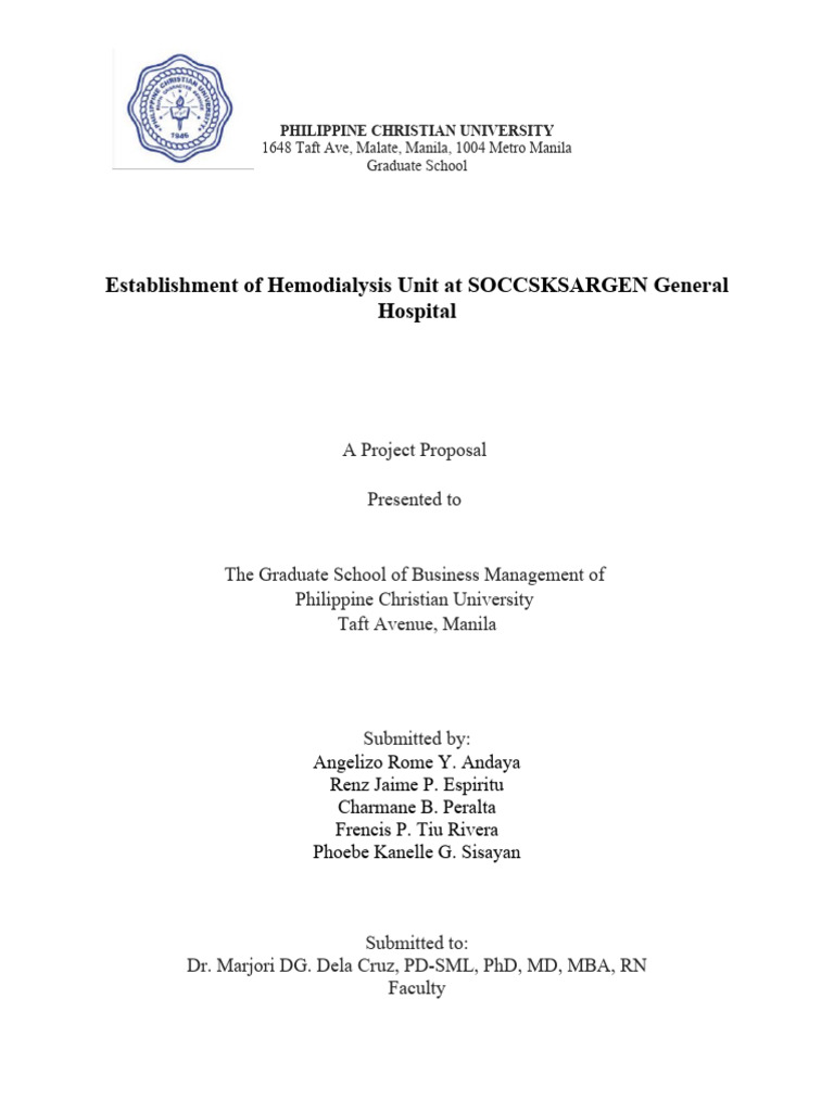 Group 3 Final Project Proposal | PDF | Hemodialysis | Health Care