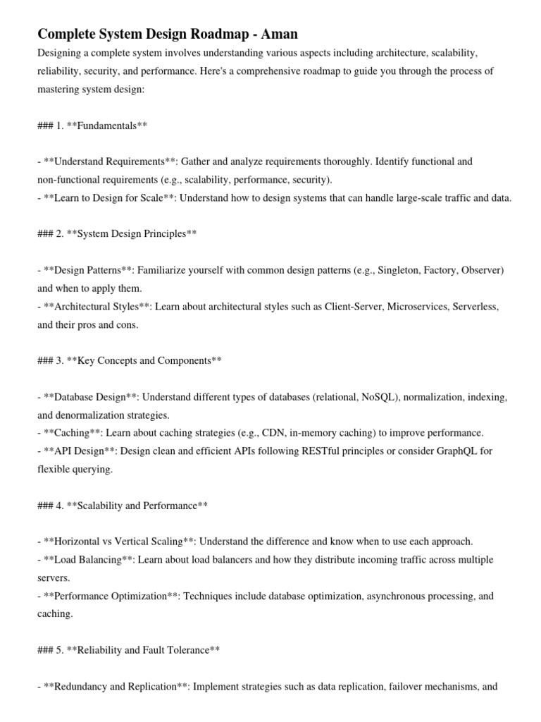 Complete System Design Roadmap - Aman | PDF | Databases | Scalability