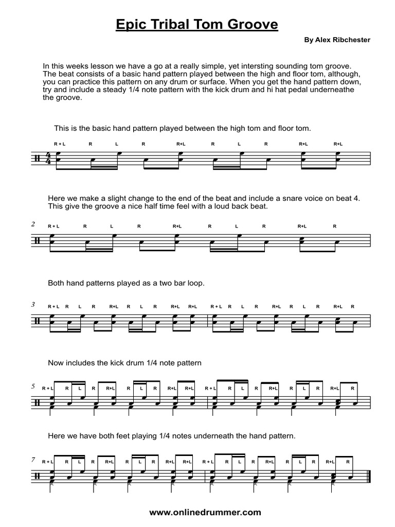 Tribal Tom Groove Test Full Score | PDF | Rhythm And Meter | Drumming