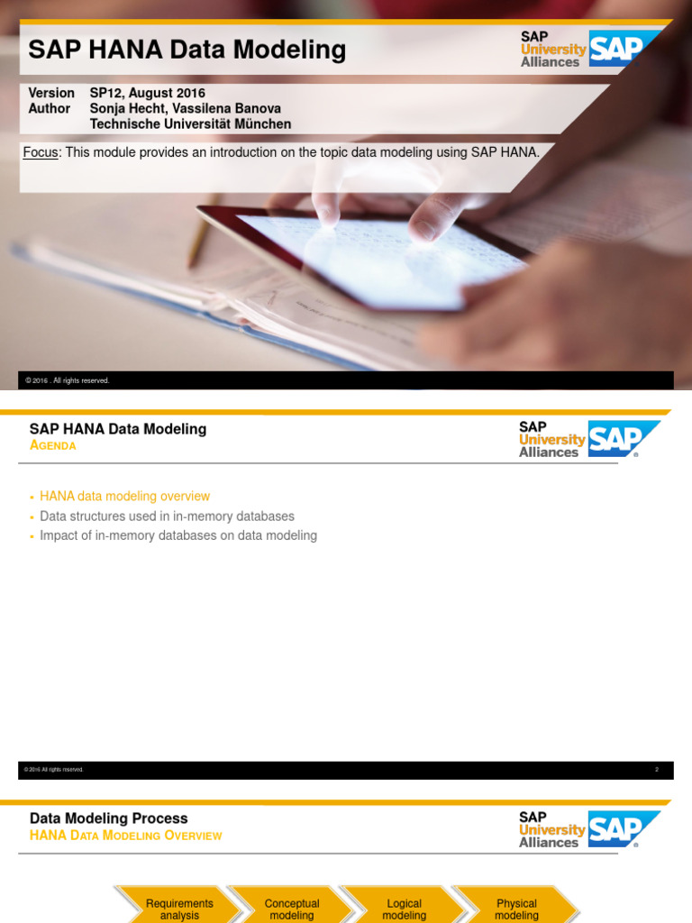 04_Introduction_to_SAP_HANA_Chapter_3_Data_Modeling_Slides_en | PDF | Data Model | Databases