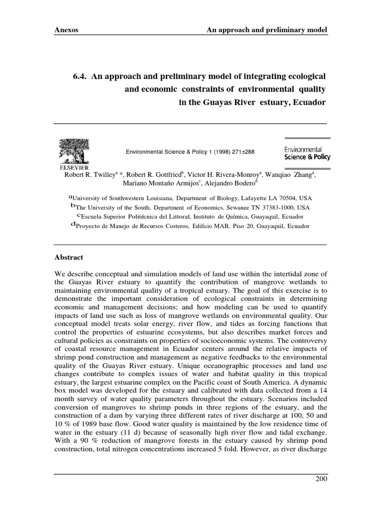An Approach and Preliminary Model of Int | PDF | Estuary | Mangrove