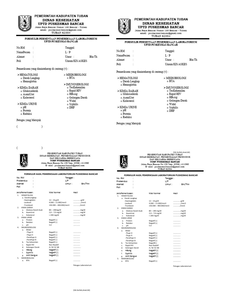 Form Permintaan Dan Hasil Lab | PDF