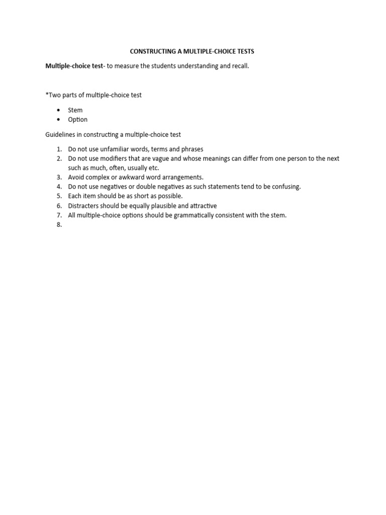 Constructing A Multiple | PDF | Language Arts & Discipline | Wellness