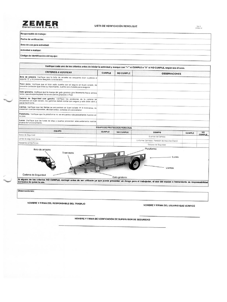 Check List Remolque | PDF