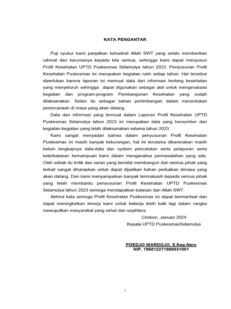 Kata Pengantar Profil | PDF