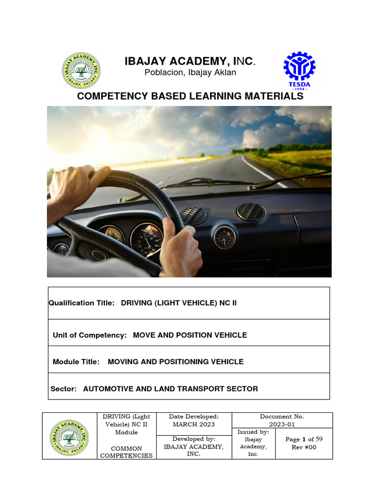 Driving NC II: Vehicle Positioning Module | PDF | Driving | Traffic