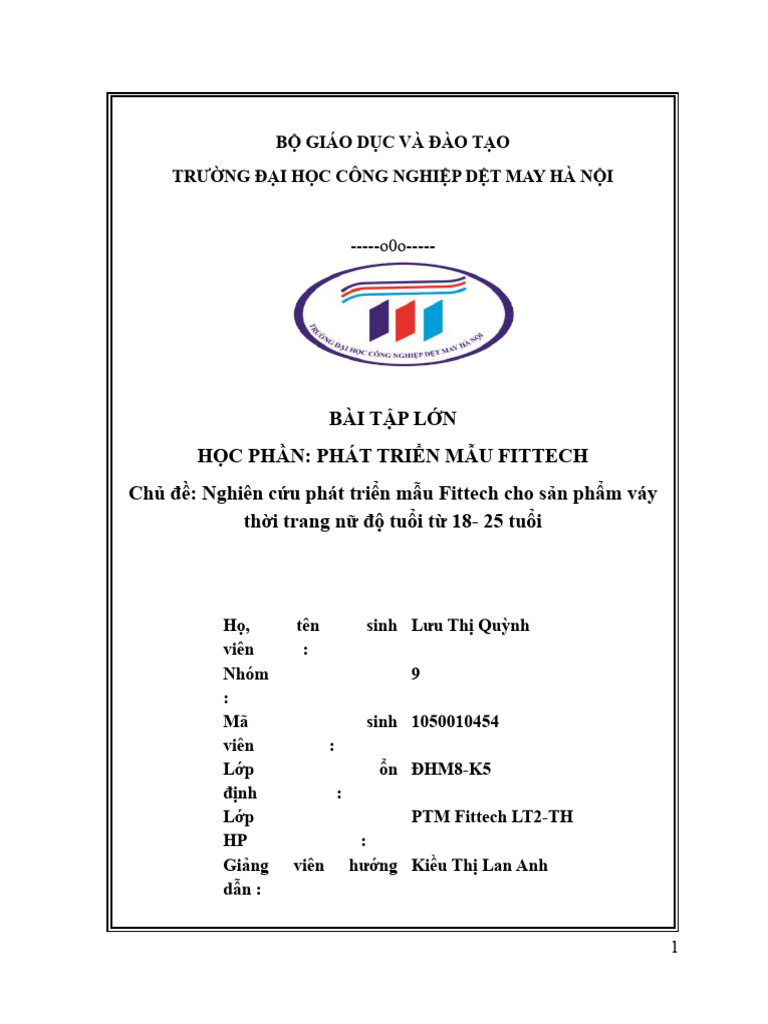 Bài tập lớn học phần phát triển mẫu fiftech | PDF