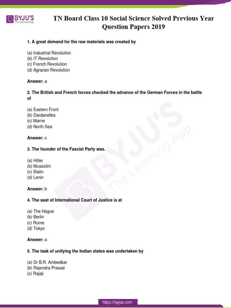 TN Board Class 10 Social Science Solved Previous Year Question Papers ... TN Board Class 10 Social Science Solved Previous Year Question Papers ...