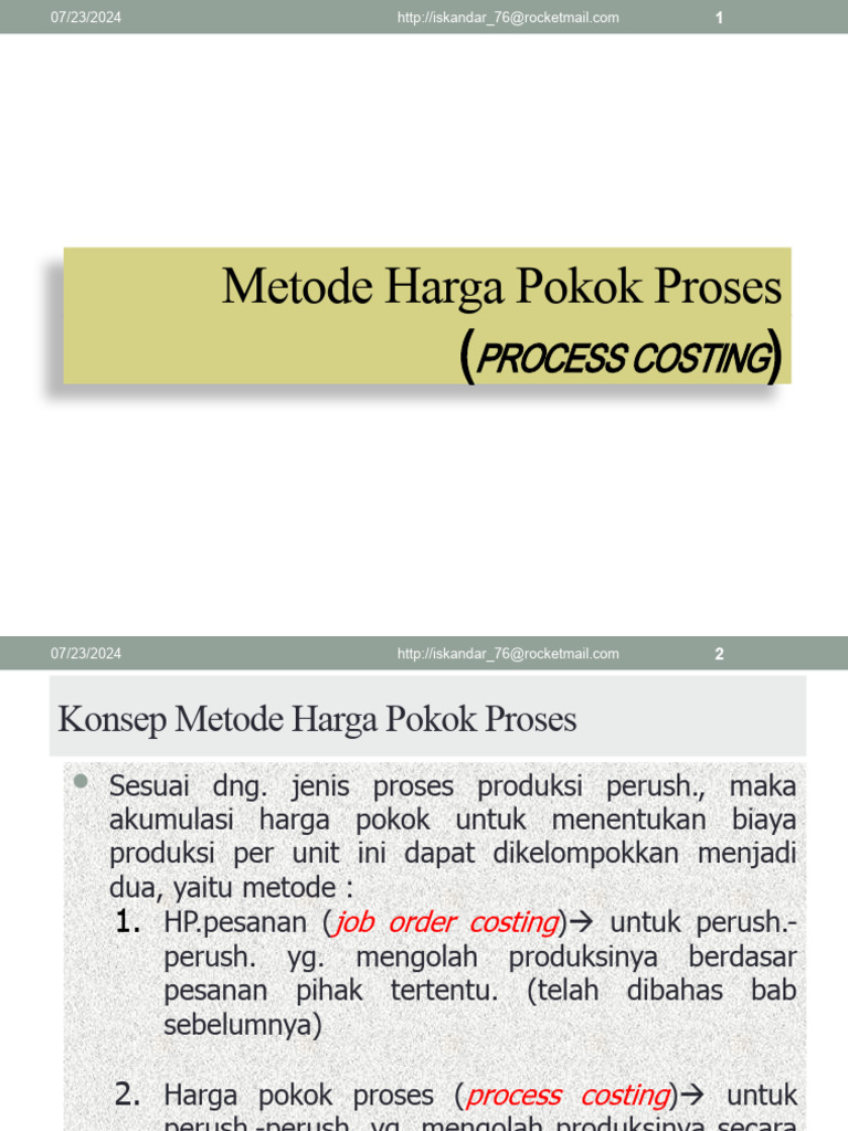 0.8 BH Kuliah 6 METODE HARGA POKOK PROSES | PDF | Teknologi & Rekayasa