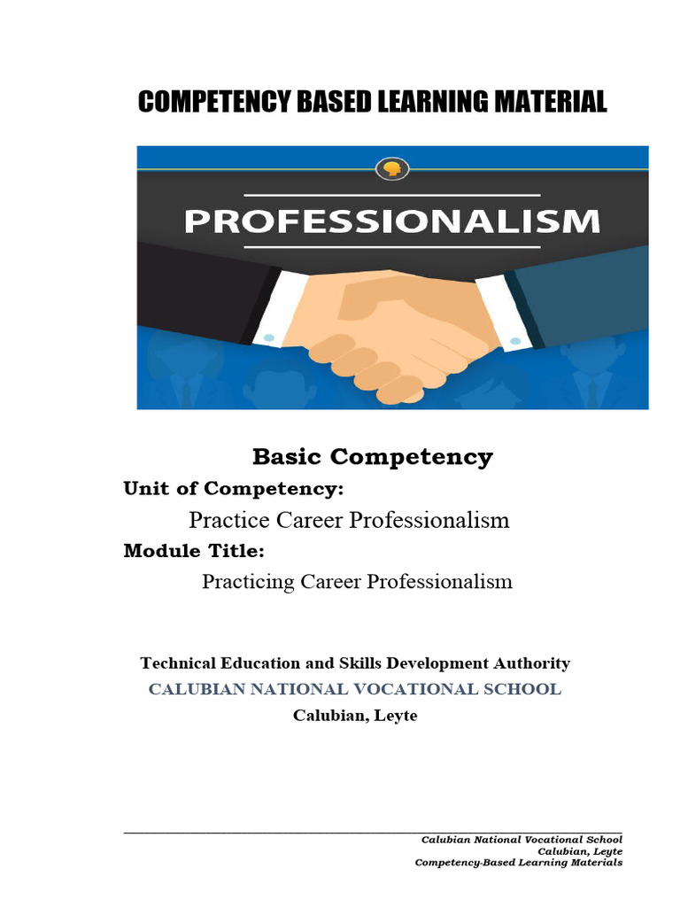 CBLM Practice Career Professionalism | PDF | Goal | Psychological Concepts