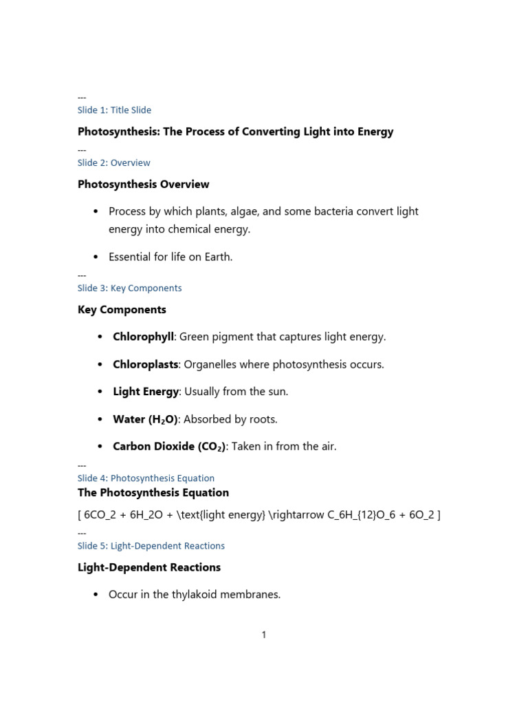 Photosynthesis notes | PDF