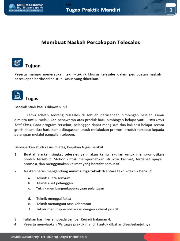 TPM 1 Naskah Percakapan Telesales | PDF | Bisnis | Komputer