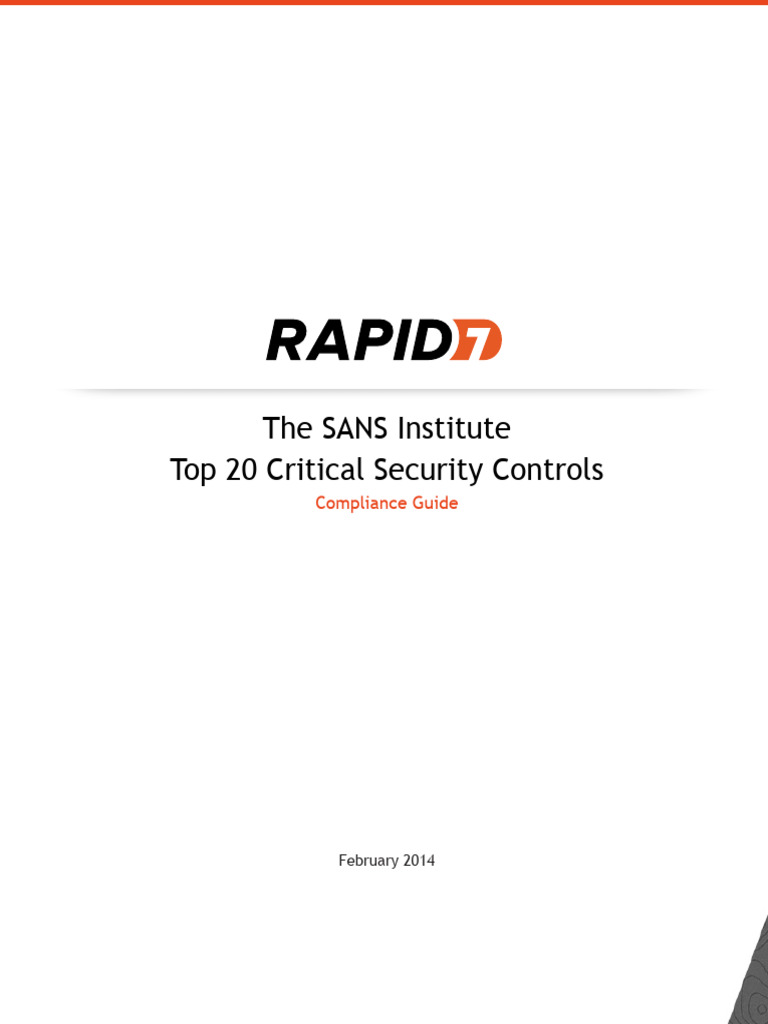 The SANS Institute Top 20 Critical Security Controls: Compliance Guide ...