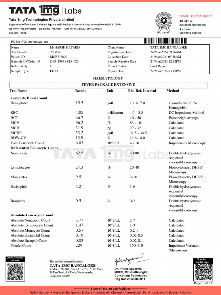 blood report | Download Free PDF | White Blood Cell | Epidemiology