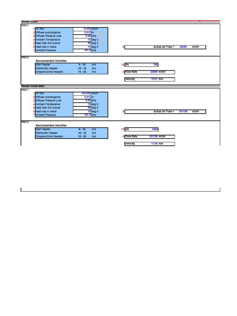 Calculation of Air Blower Pipe Size (Min Temp) | PDF | Heat Transfer ...