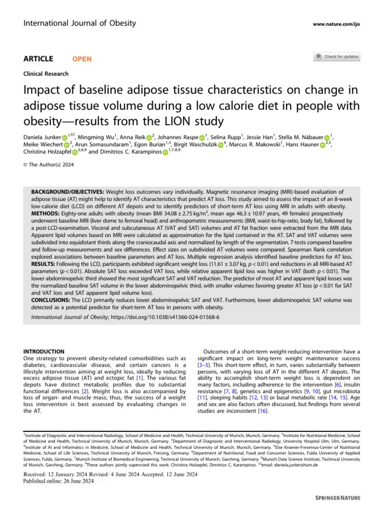 s41366 024 01568 6 | PDF | Adipose Tissue | Abdominal Obesity