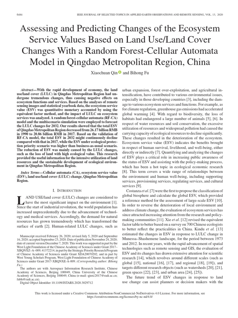 Assessing and Predicting Changes of The Ecosystem Service Values Based ...
