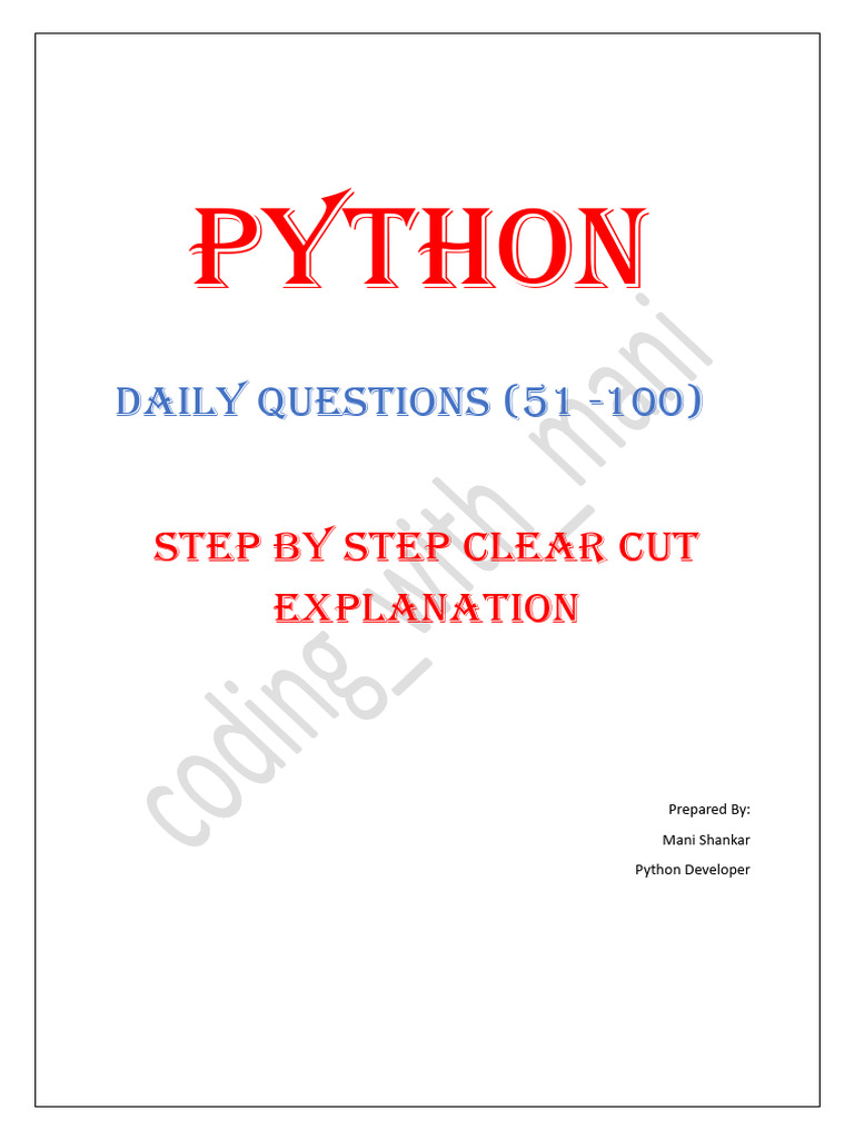 Python Daily Questions 51 100 Pdf Parameter Computer Programming Control Flow