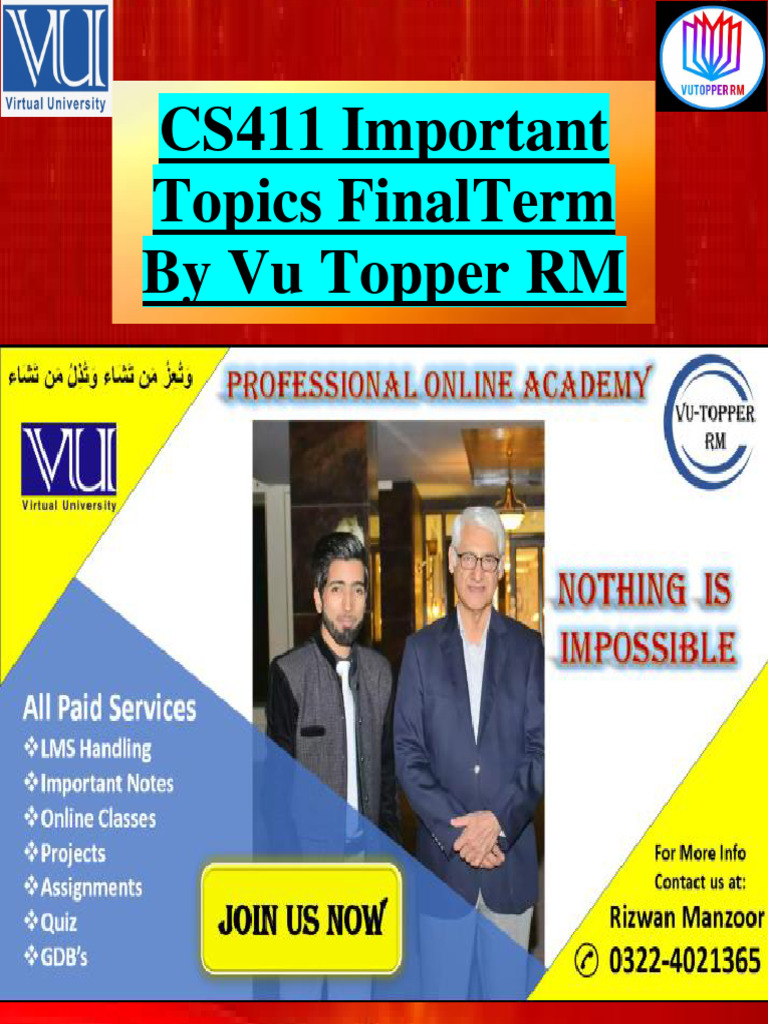 CS411 Subjective FinalTerm by Vu Topper RM | PDF CS411 Subjective FinalTerm by Vu Topper RM | PDF