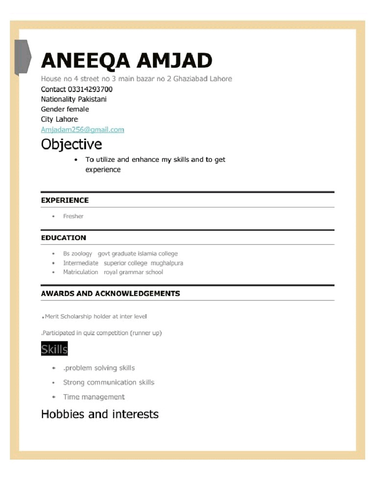 Cv 1 Pdf