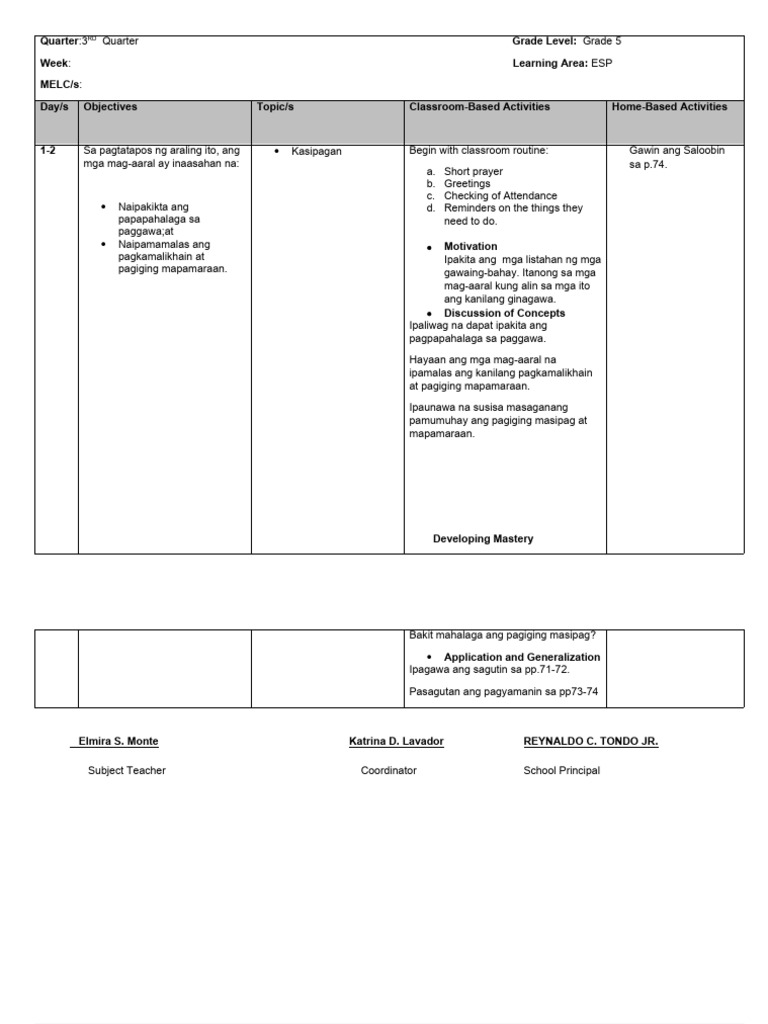 3RD Quarter DLP Sample | PDF