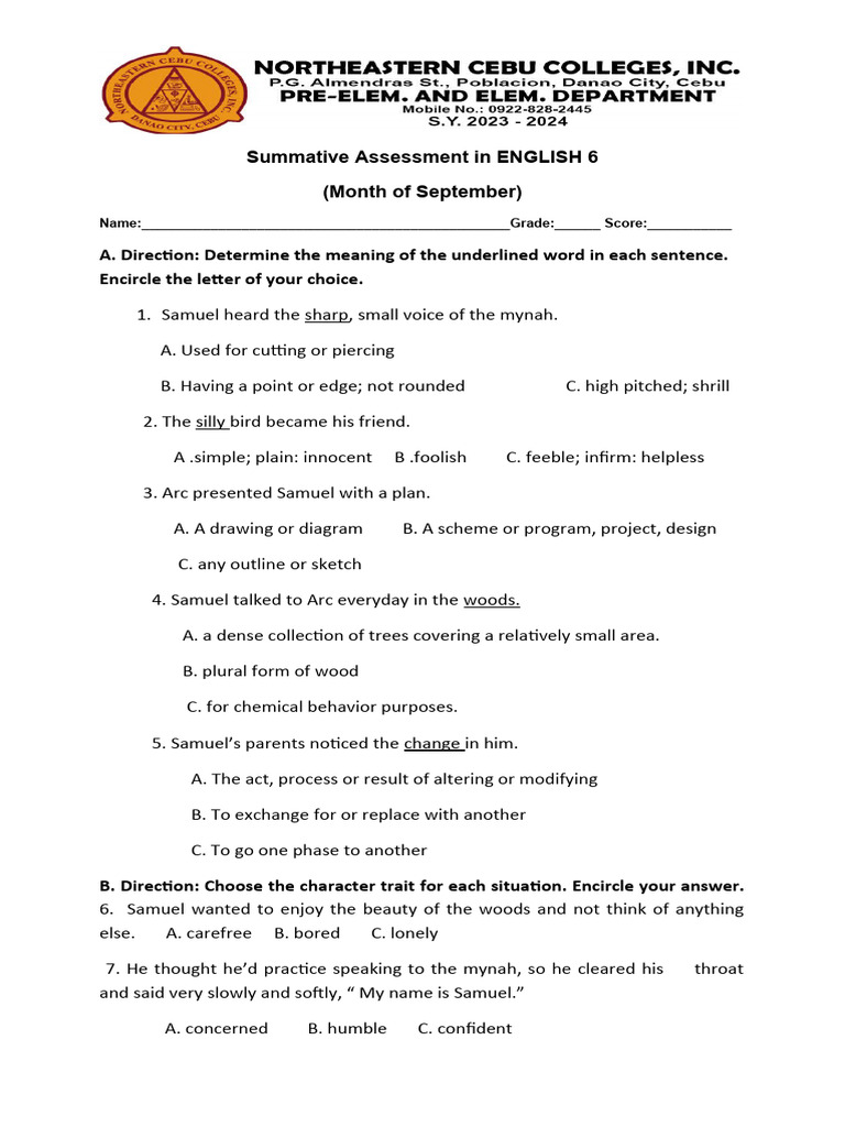 Summative Assessment in ENGLISH 6 | PDF | Linguistics | Language Mechanics