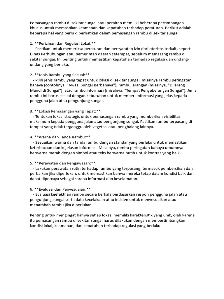 Pemasangan Rambu Sungai | PDF | Bisnis