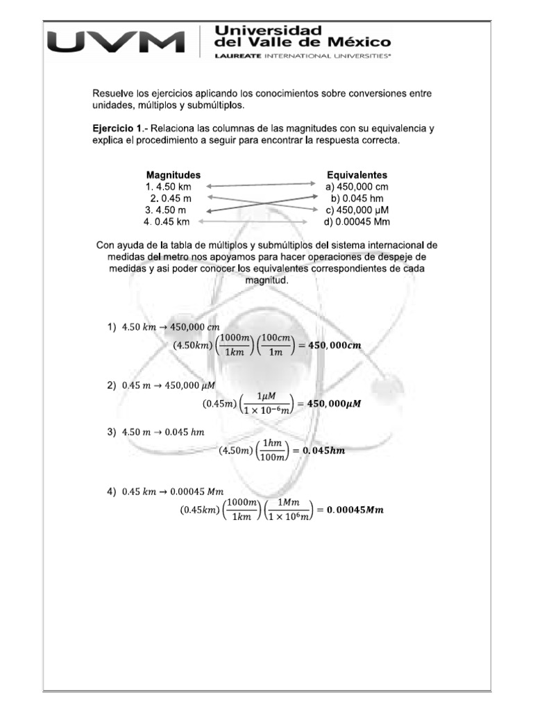 Ejercicio Conversion de Unidades | PDF