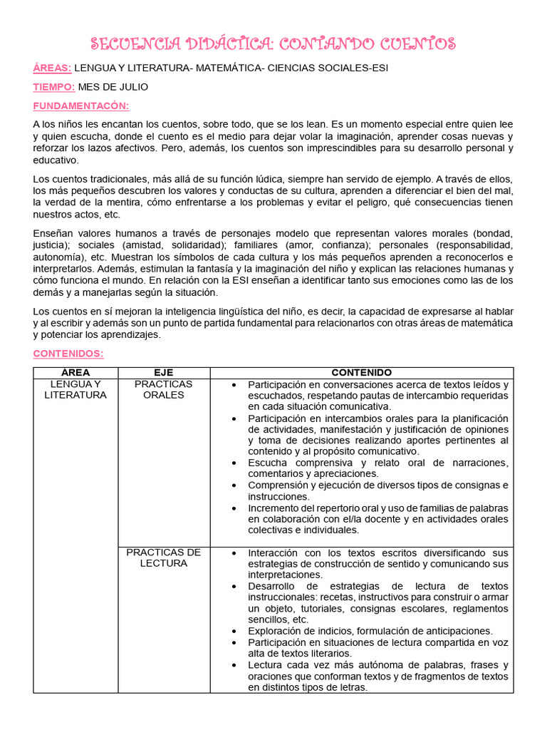 Secuencia de Julio-Cuentos Tradicionales | PDF | Escritura | Vegetales