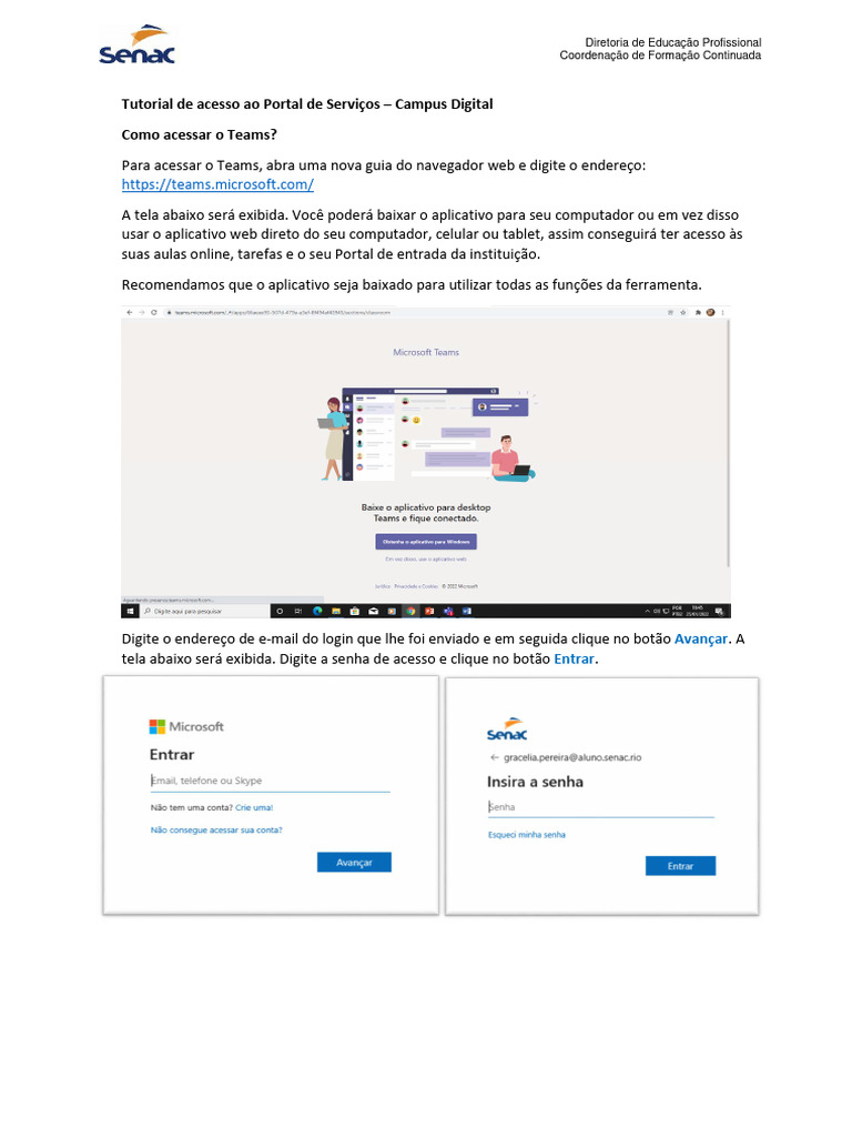 Tutorial de Acesso Ao Campus Digital para Alunos - V.Final CFCD | PDF | Desenvolvimento ...