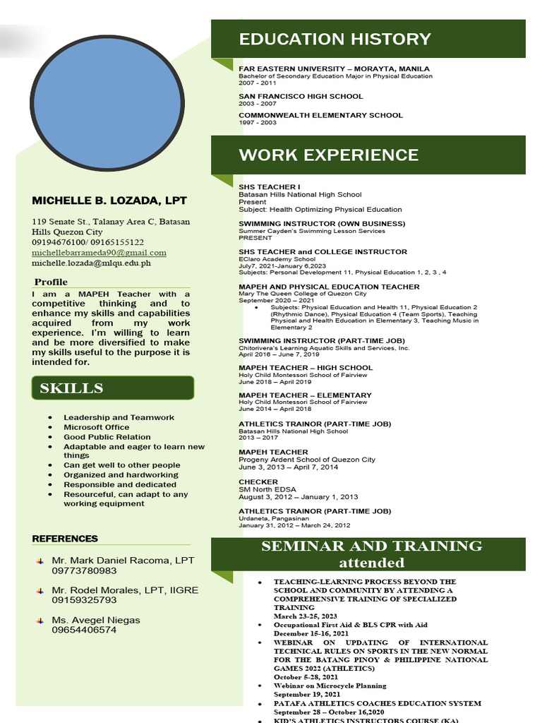CV Lozada, Michelle | PDF | Physical Education
