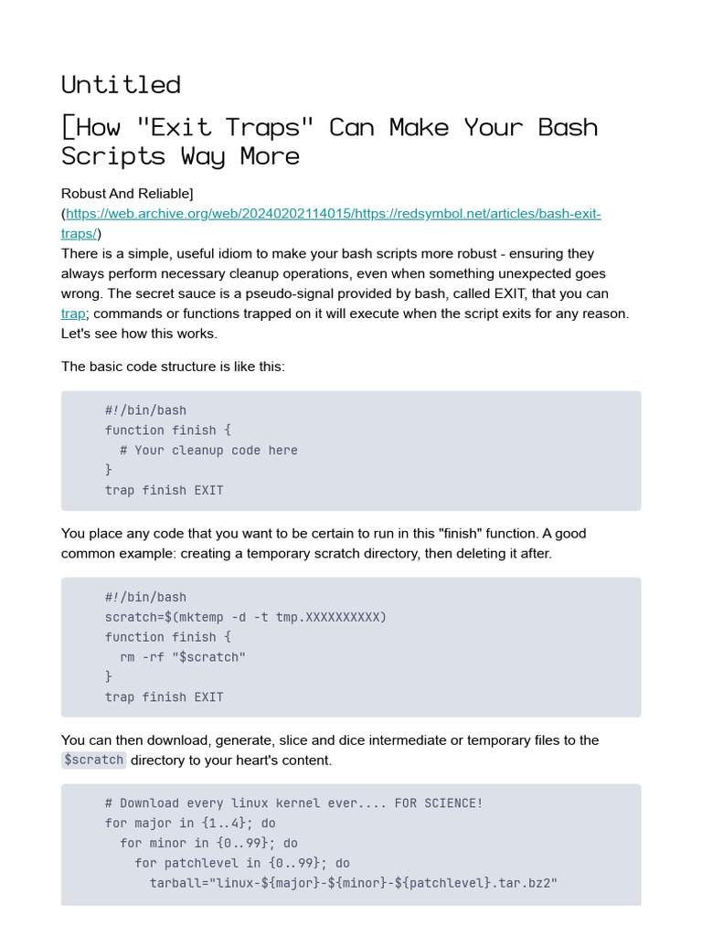 How Exit Traps Can Make Your Bash Scripts Way More Robust And Reliable 1 Pdf Mongo Db