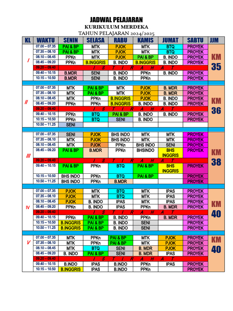 JADWAL 2024-2025 - Revisi | PDF