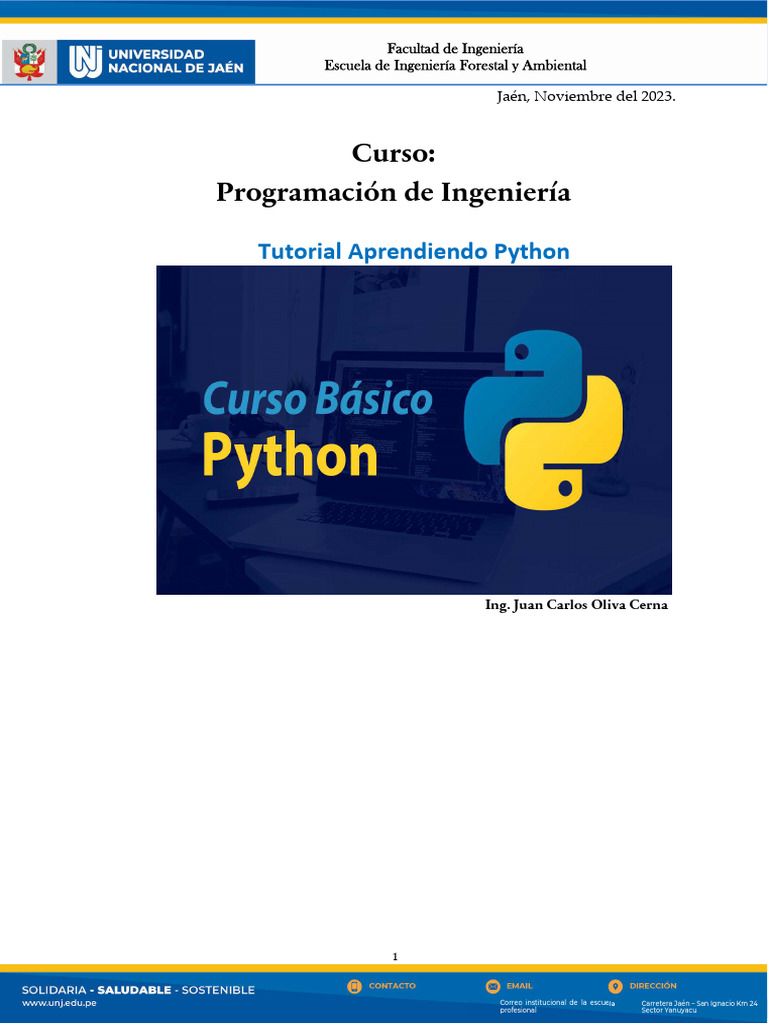 Tutorial Básico Python - Ingenieria IFA III | PDF | Python (lenguaje de programación) | Tipo de ...