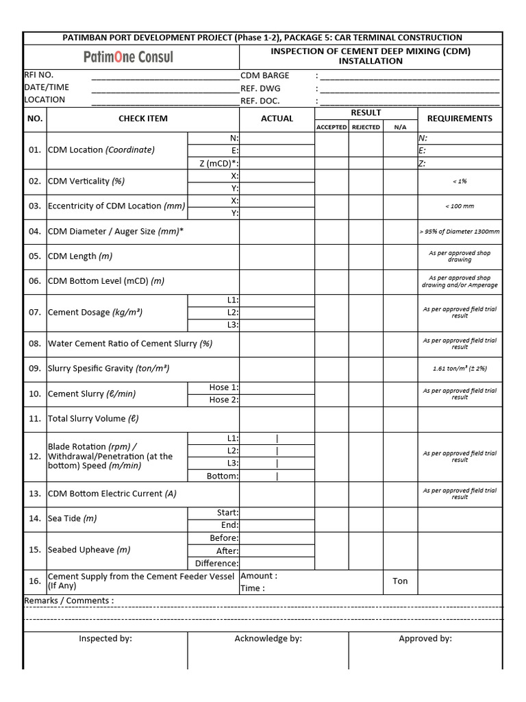 Inspection Sheet CDM - PKG5 | PDF