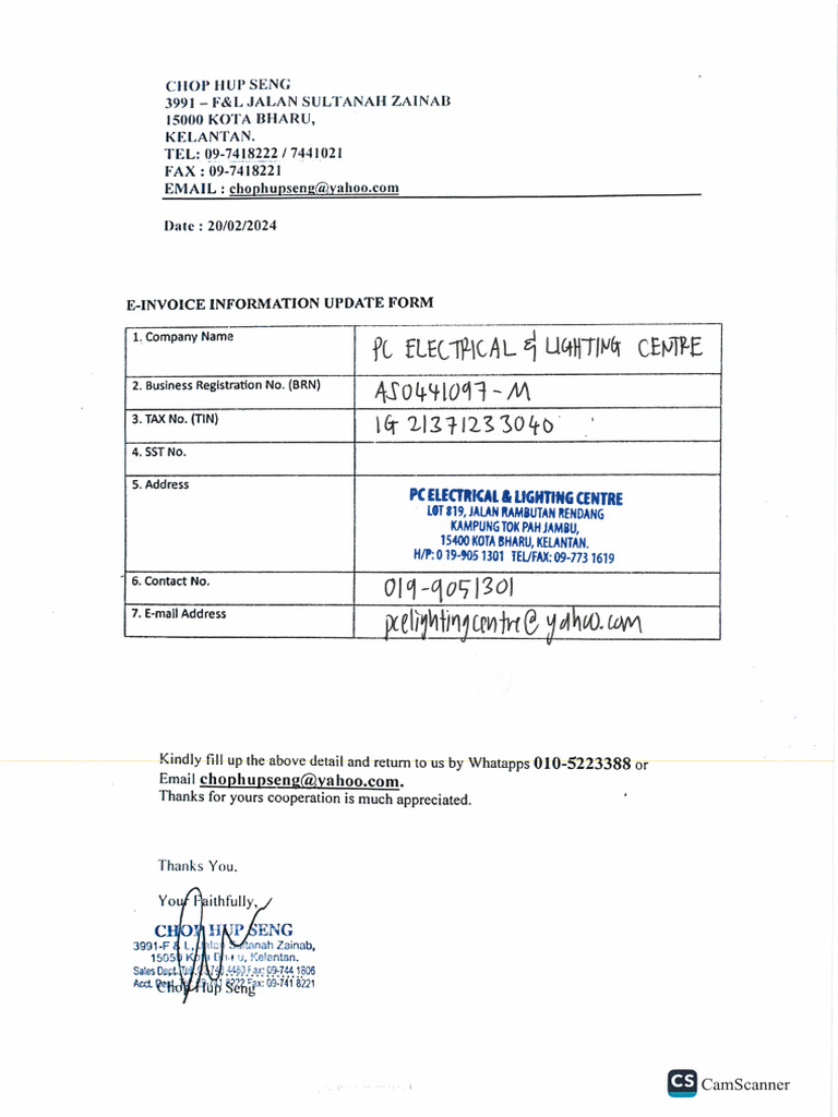 Chop Hup Seng Tax Information Update | PDF
